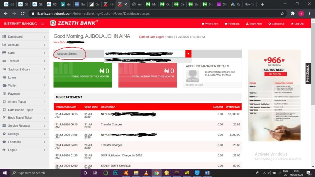[100% WORKING] How to check and print Zenith Bank Account Statment ...
